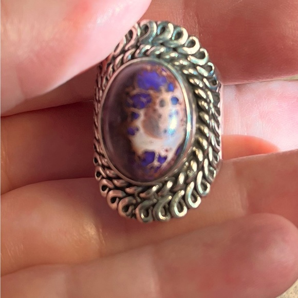 Jewelry | Heavy Statement Purple Gemstone Ring Sterling Silver | Poshmark